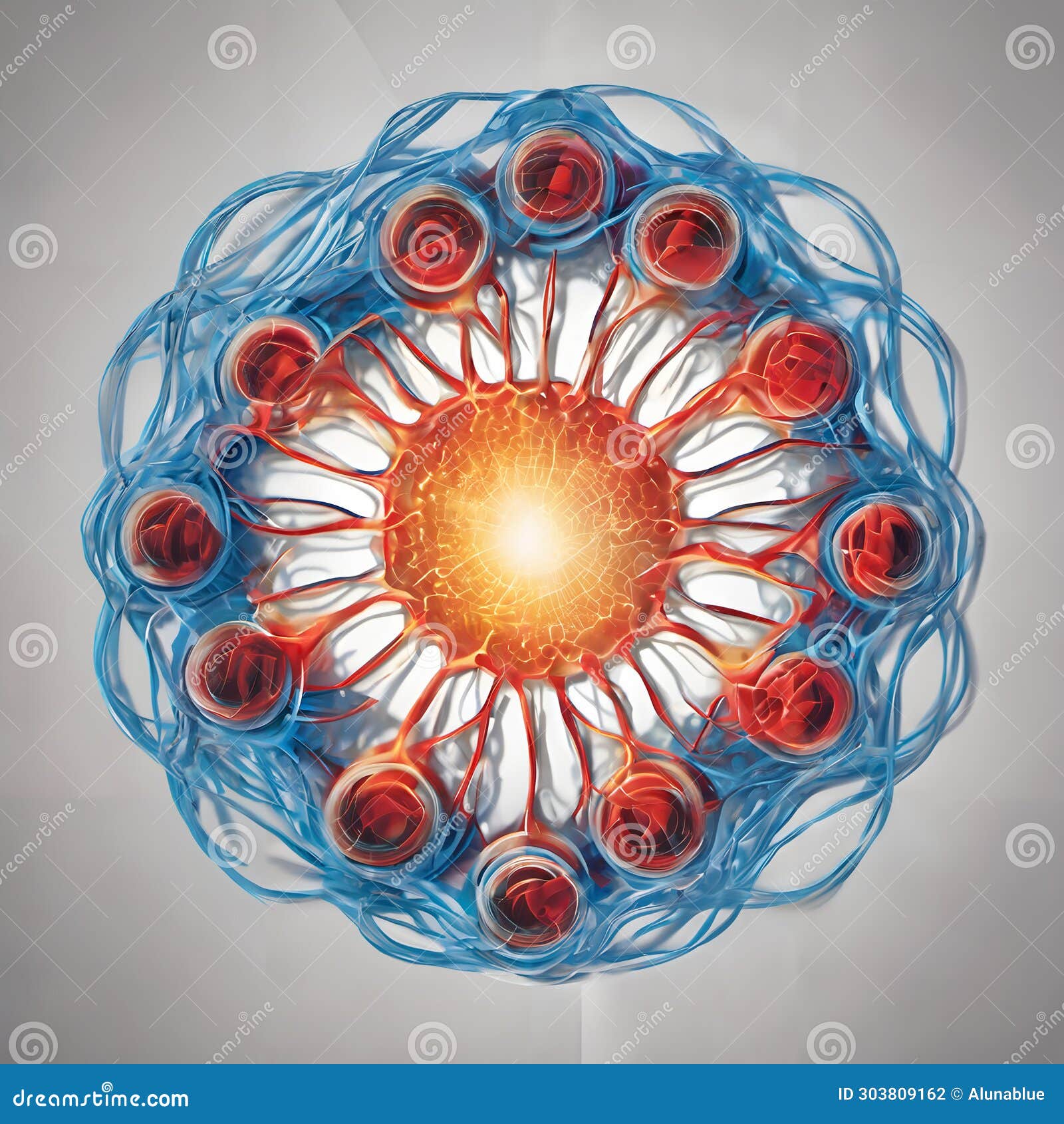A Blue and Red Circular Object with Red and Orange Lines. Stock ...