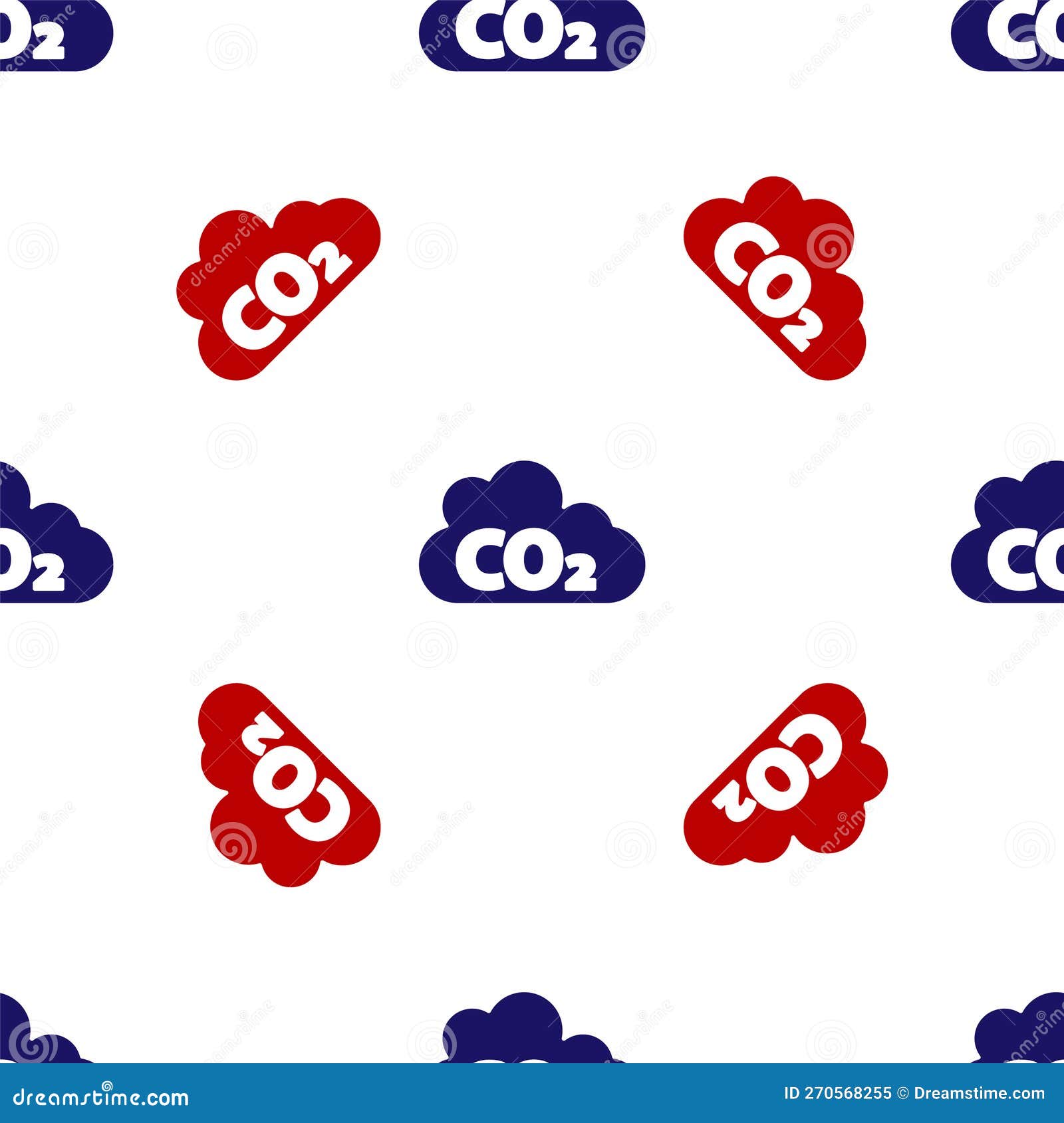 Blue and Red CO2 Emissions in Cloud Icon Isolated Seamless Pattern on ...