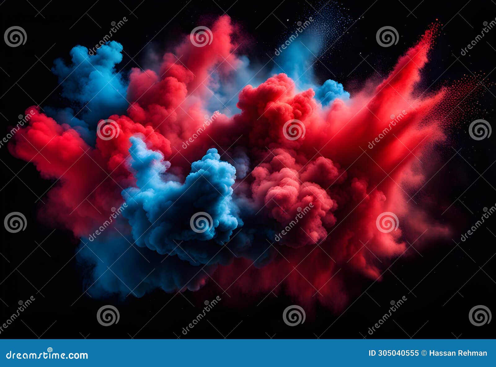 Blue and Red Color Powder Explosion on Black Background Stock ...