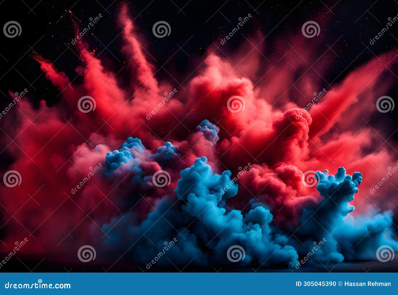 Blue and Red Color Powder Explosion on Black Background Stock ...