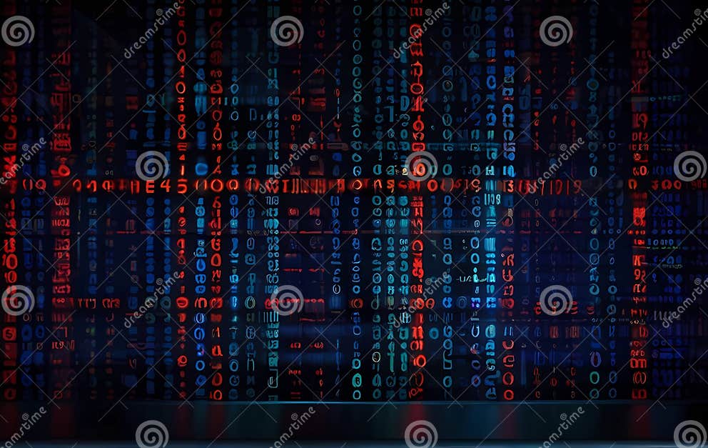 Blue and Red Digital Binary Data Stock Illustration - Illustration of ...