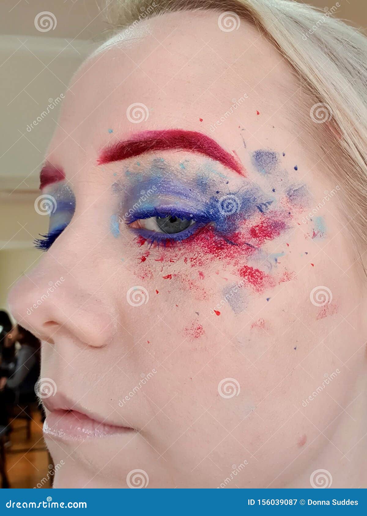 Blue and Red Editorial Makeup Stock Image - Image of pink, colorful ...