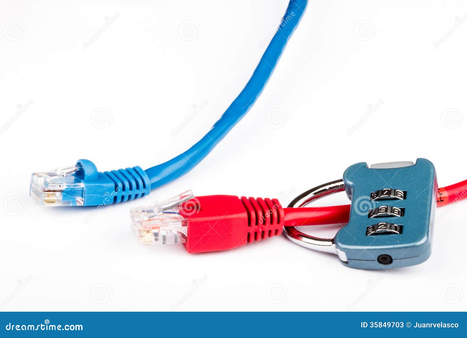 Blue and Red Ethernet Cables and Lock Stock Image - Image of lock ...