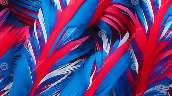 A Blue and Red Feather is Shown with Red and Blue Feathers Stock ...