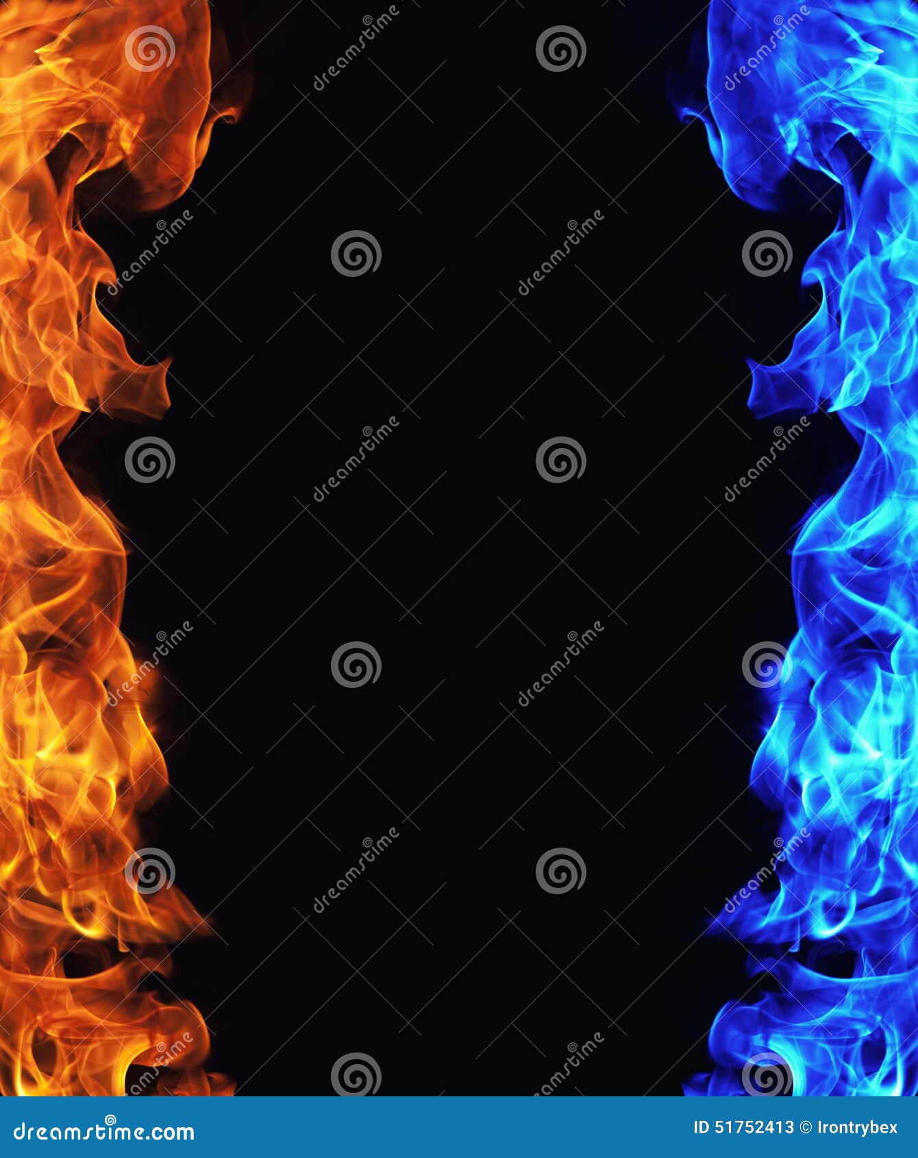 Blue and red fire on black stock image. Image of flame - 51752413