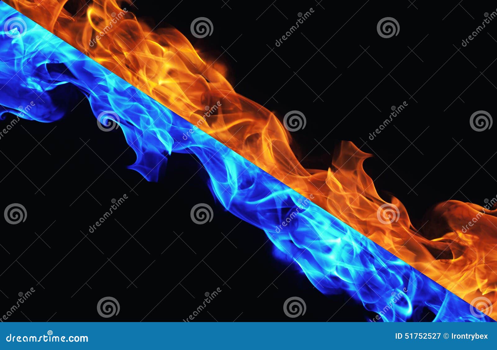 Blue and red fire on black stock image. Image of mystical - 51752527