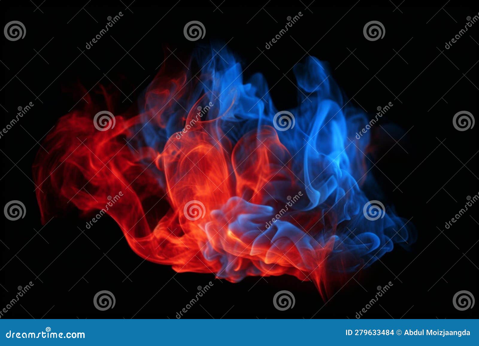 Blue and Red Fire Isolated on Black Background Stock Illustration ...
