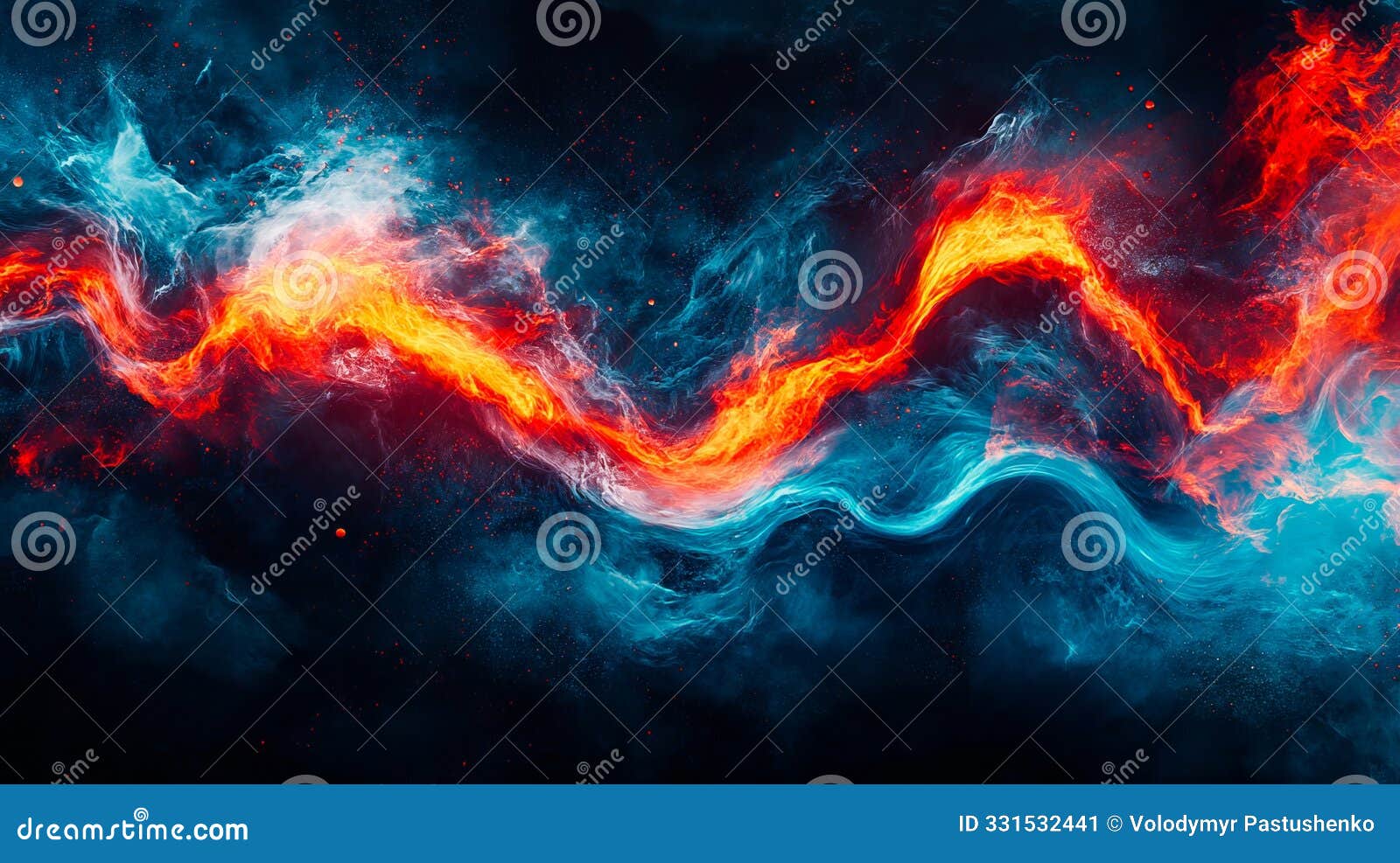 A Blue and Red Fire and Smoke on a Black Background Stock Image - Image ...