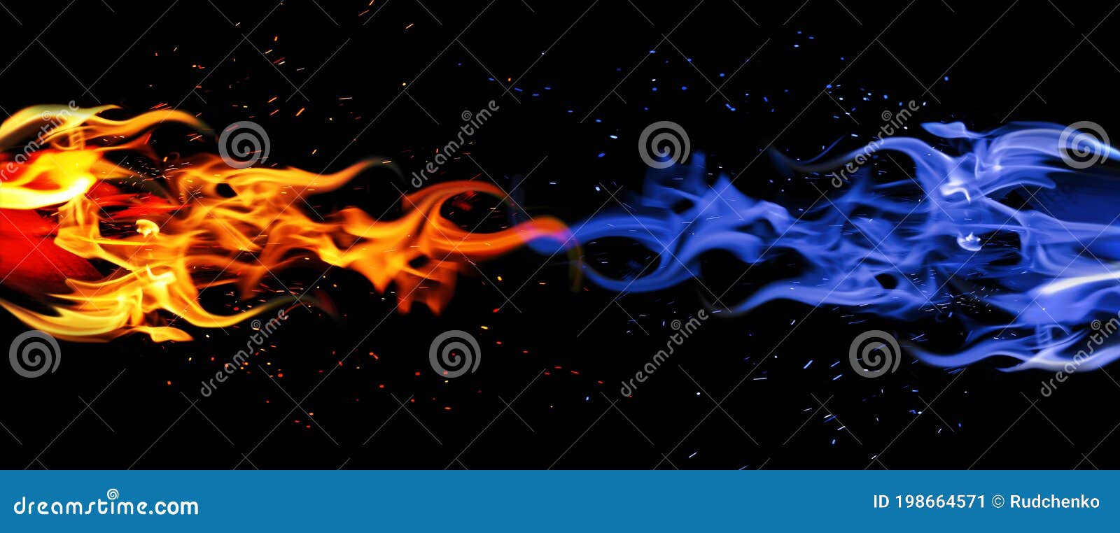 Blue and Red Flame. Cold and Warm Concept Stock Image - Image of fire ...