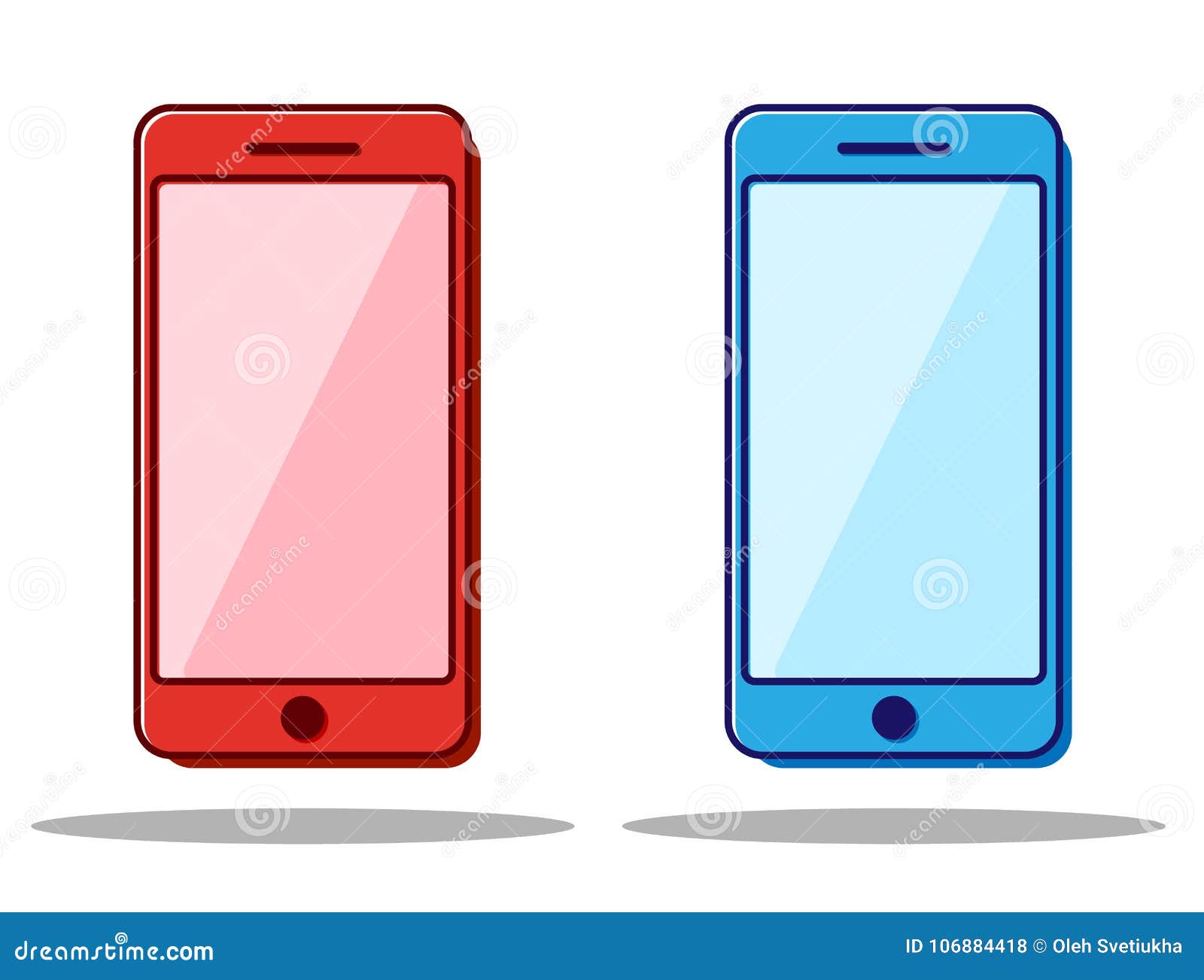 Blue and Red Flat Line Icon Phone. Vector Stock Vector - Illustration ...