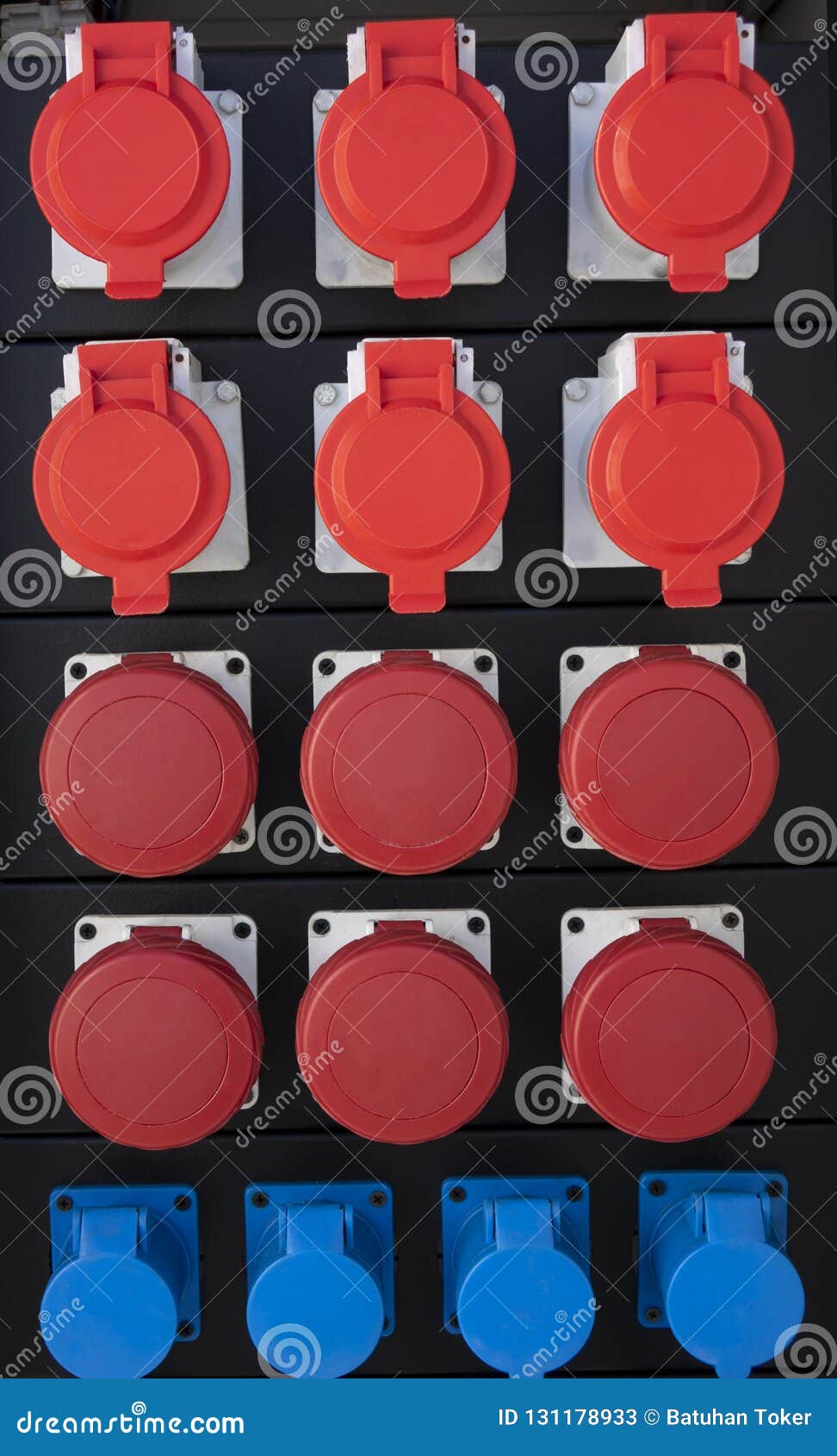 Blue and Red Generator Outdoors with Plugs Stock Image - Image of ...