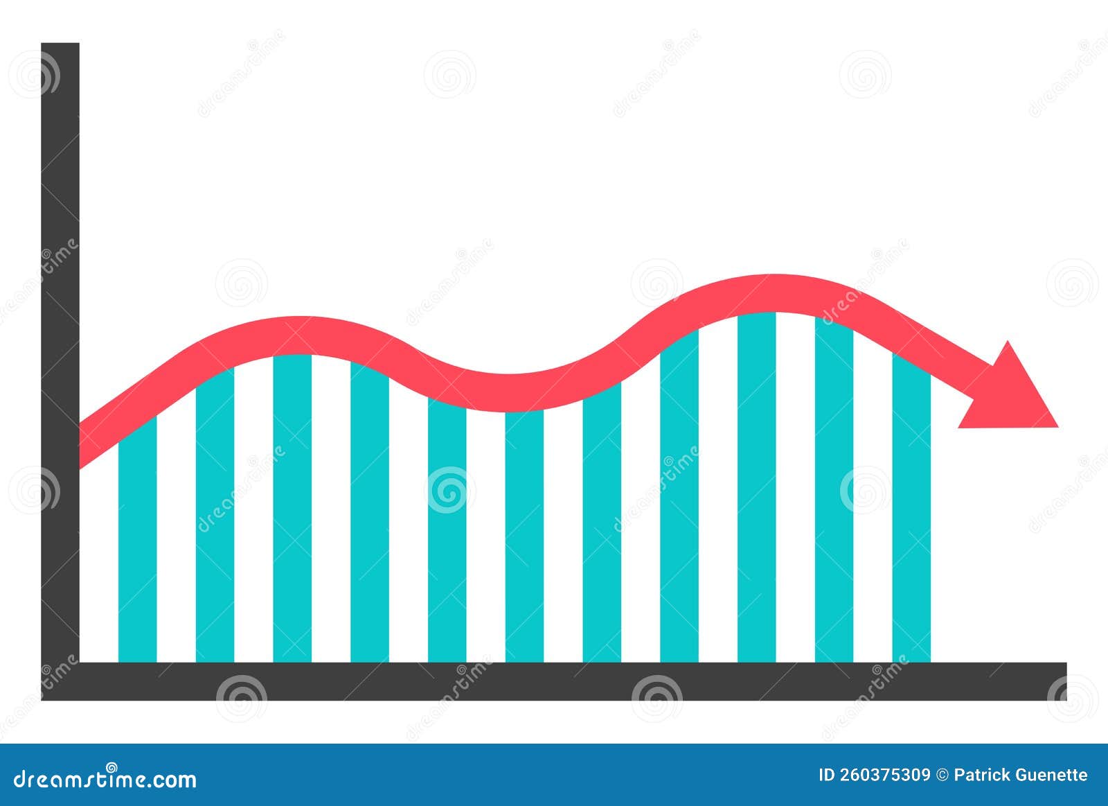 Blue and red graph, icon stock vector. Illustration of flat - 260375309