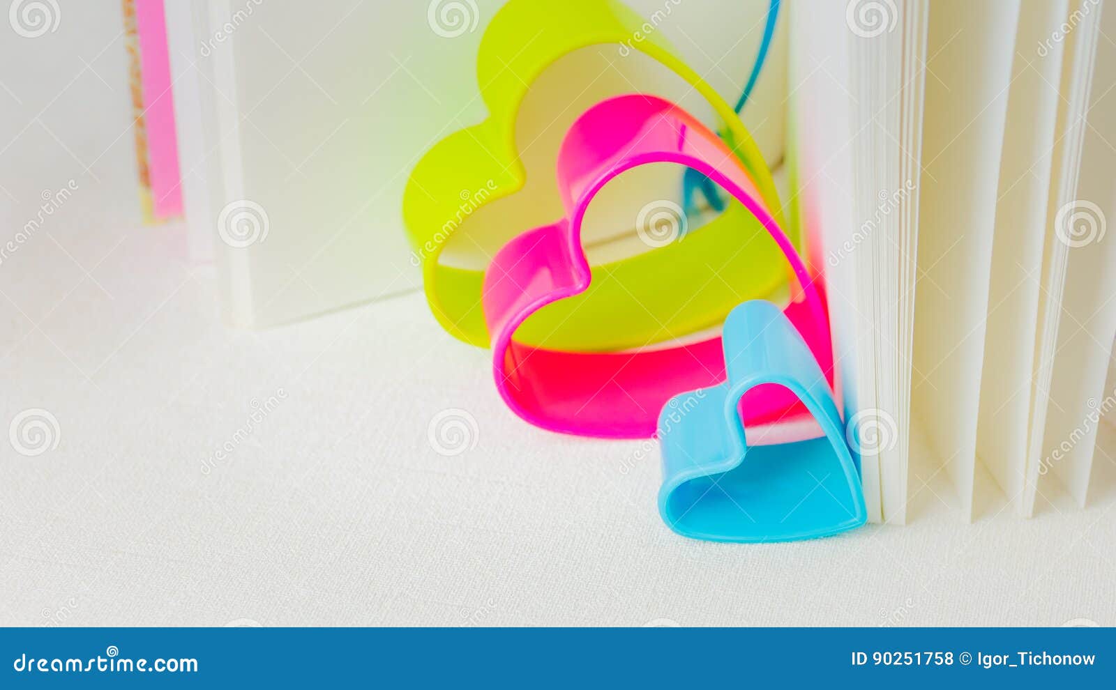 Blue Red and Green Hearts Inside an Open Diary Book Stock Photo - Image ...