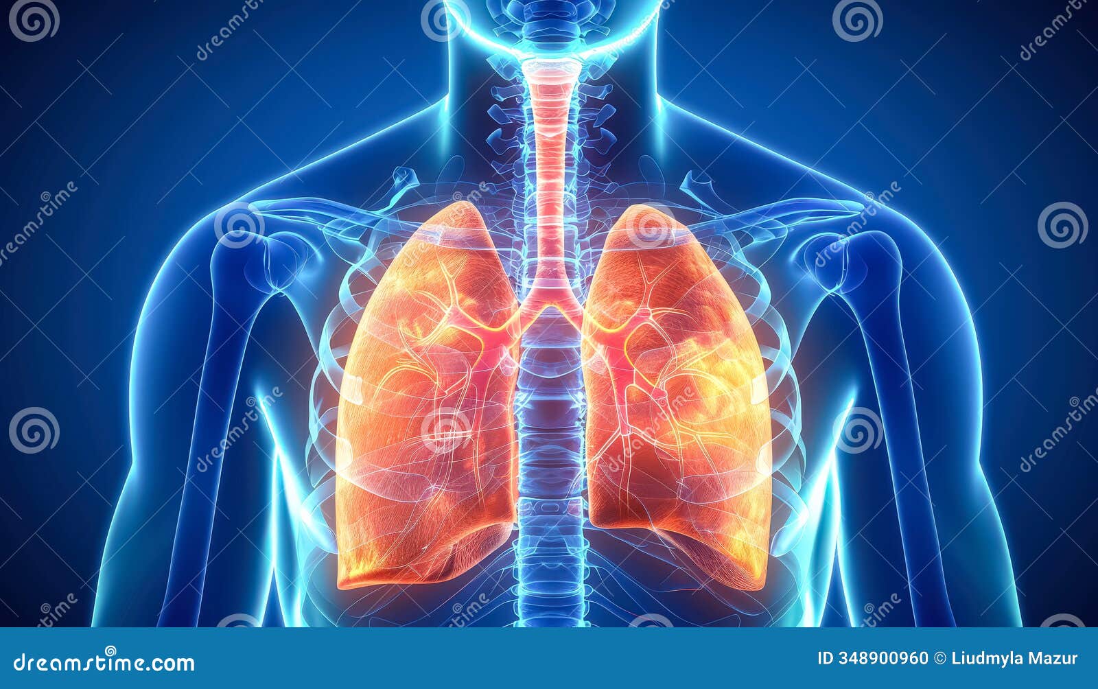 Blue and Red Human Body with a Red Lung. Stock Photo - Image of ...