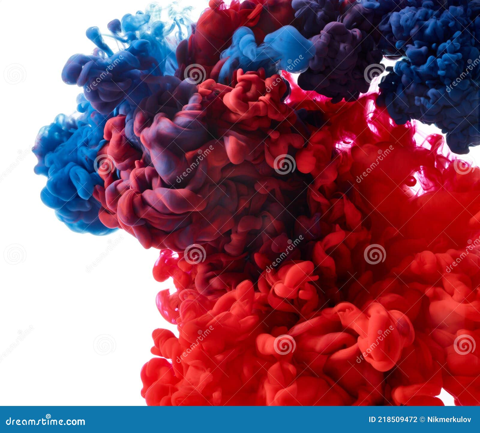Blue and red ink splash stock photo. Image of cloud - 218509472