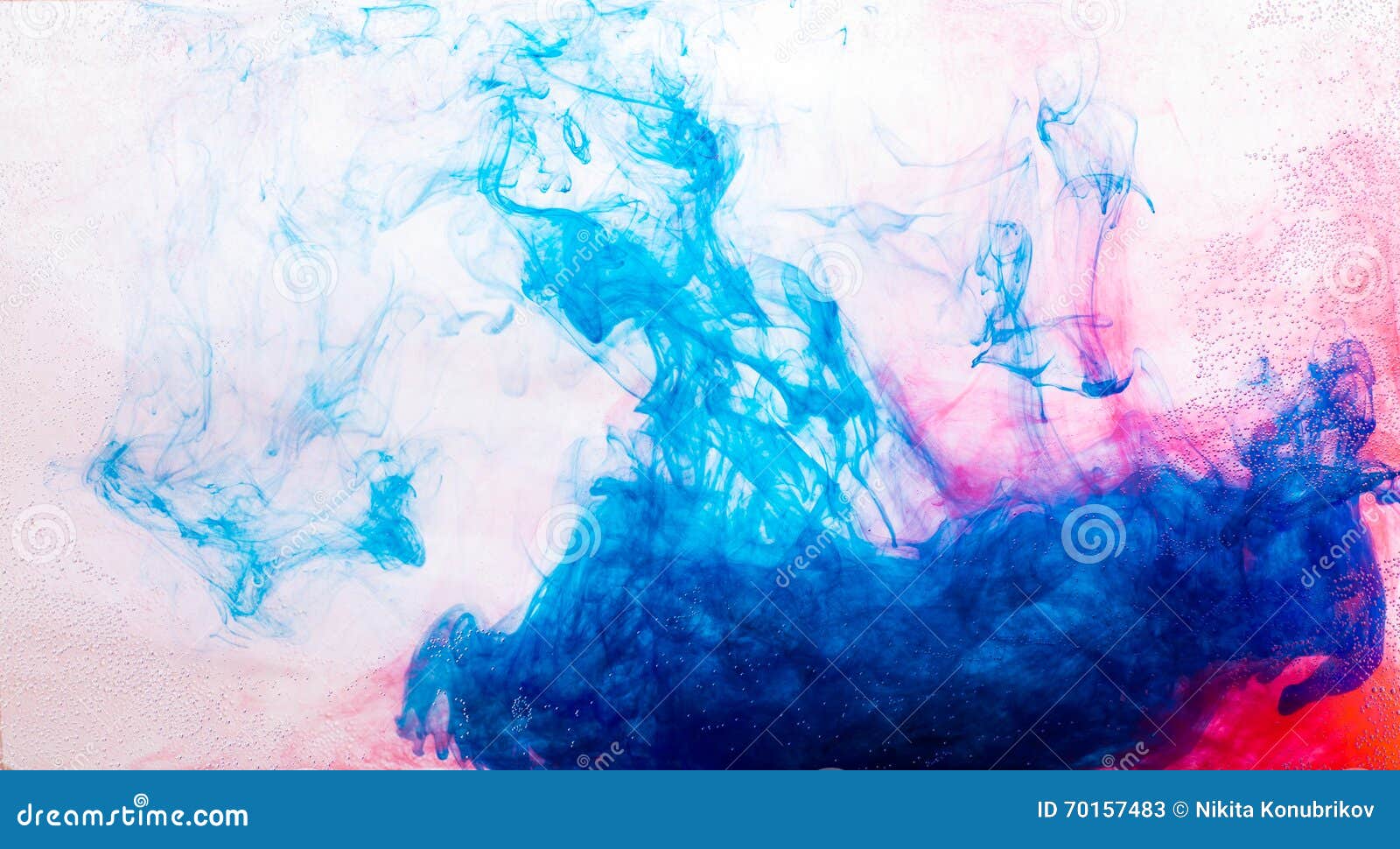 Blue and red Ink in water. stock image. Image of isolated - 70157483