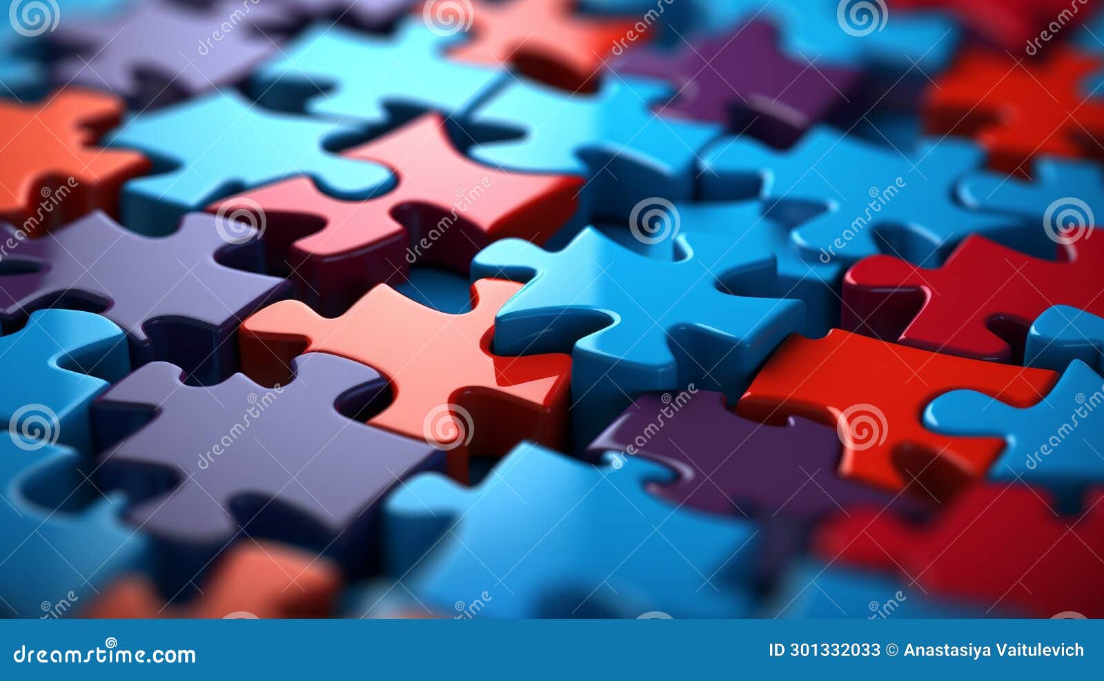 Blue Red Interconnected Puzzle Pieces Stock Image - Image of concept ...