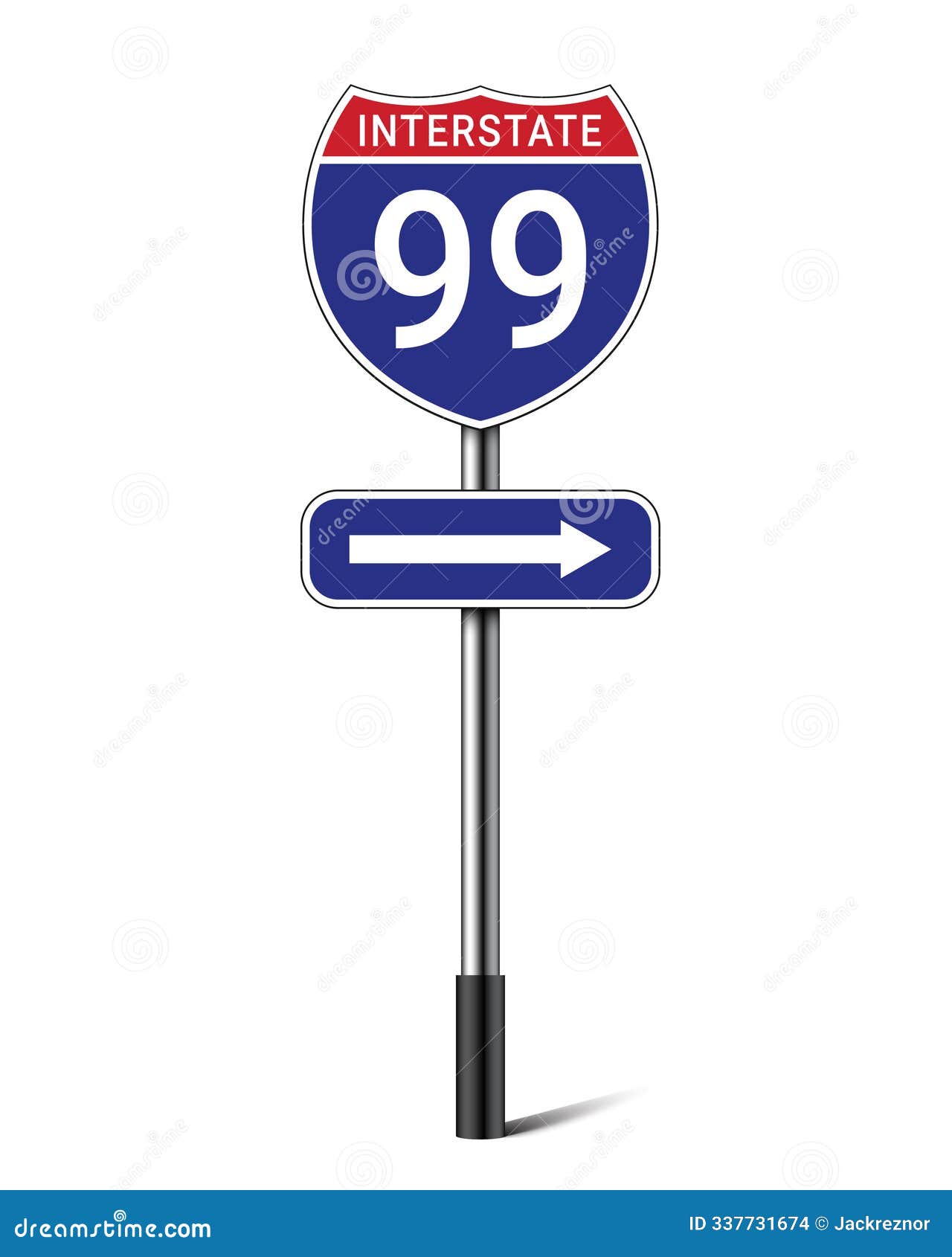 A Blue and Red Interstate Sign with the Number 99 on it Stock ...