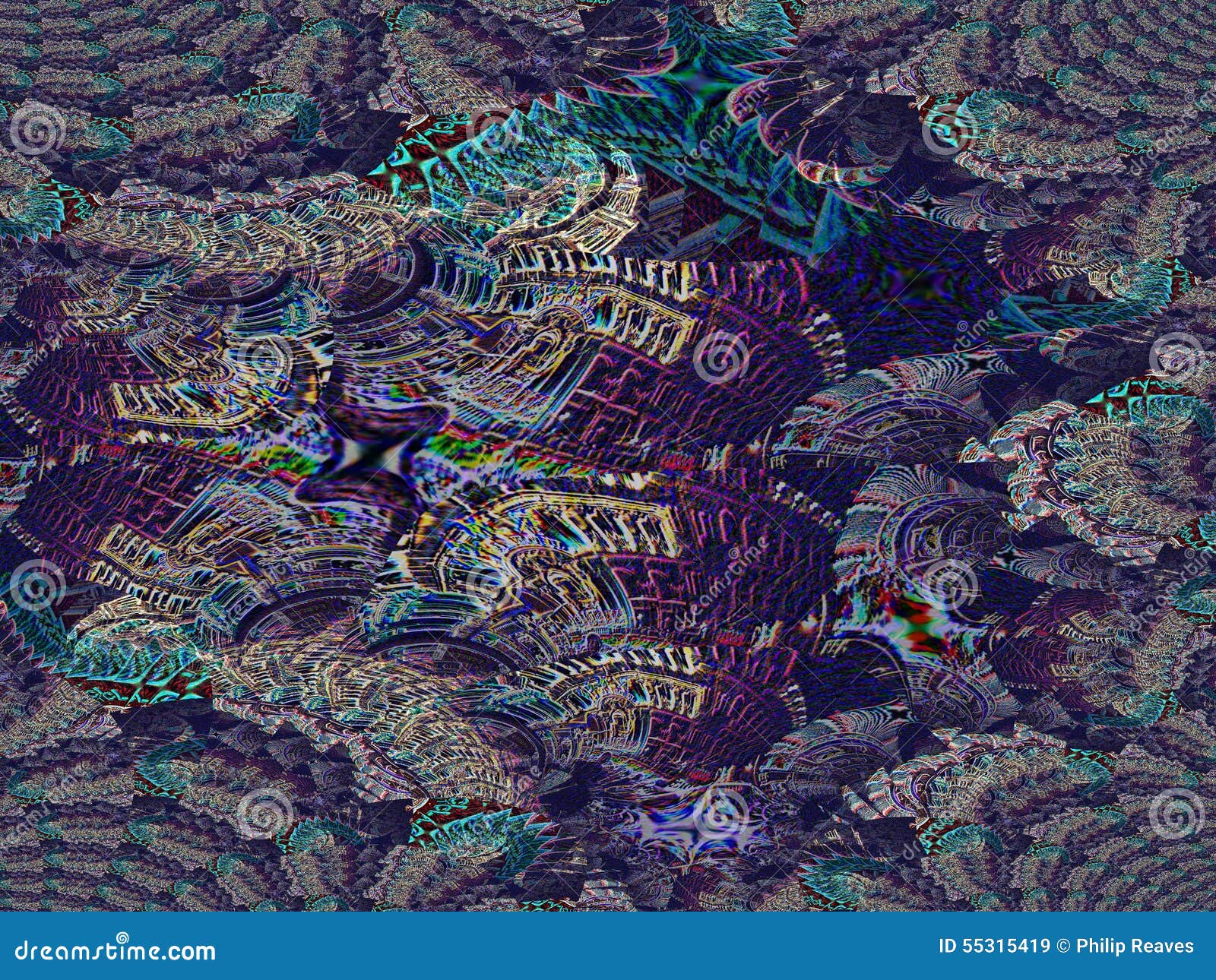 Blue Red Lavender Fractal Trace Abstract Background Stock Illustration ...