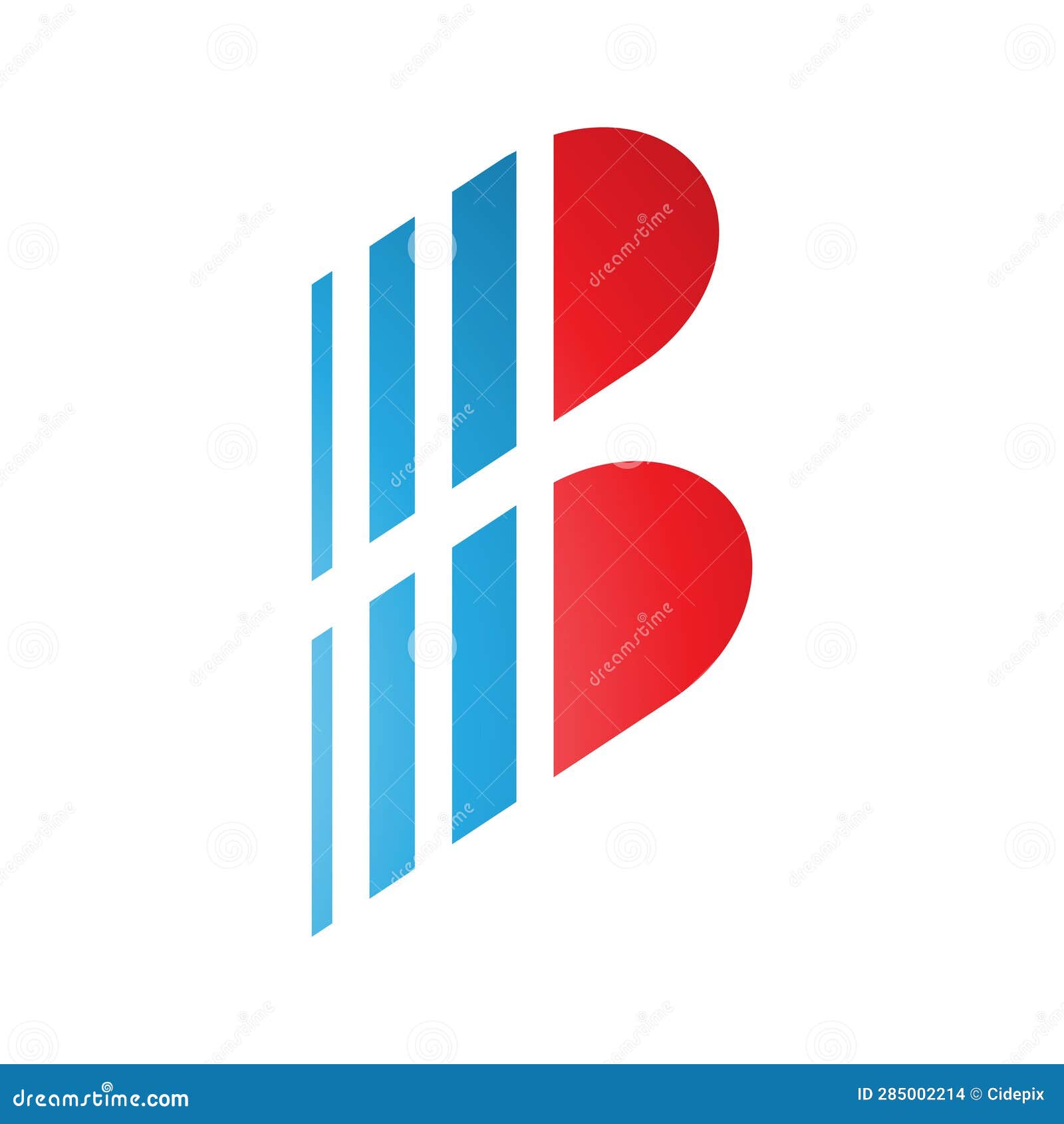 Blue and Red Letter B Icon with Vertical Stripes Stock Vector ...
