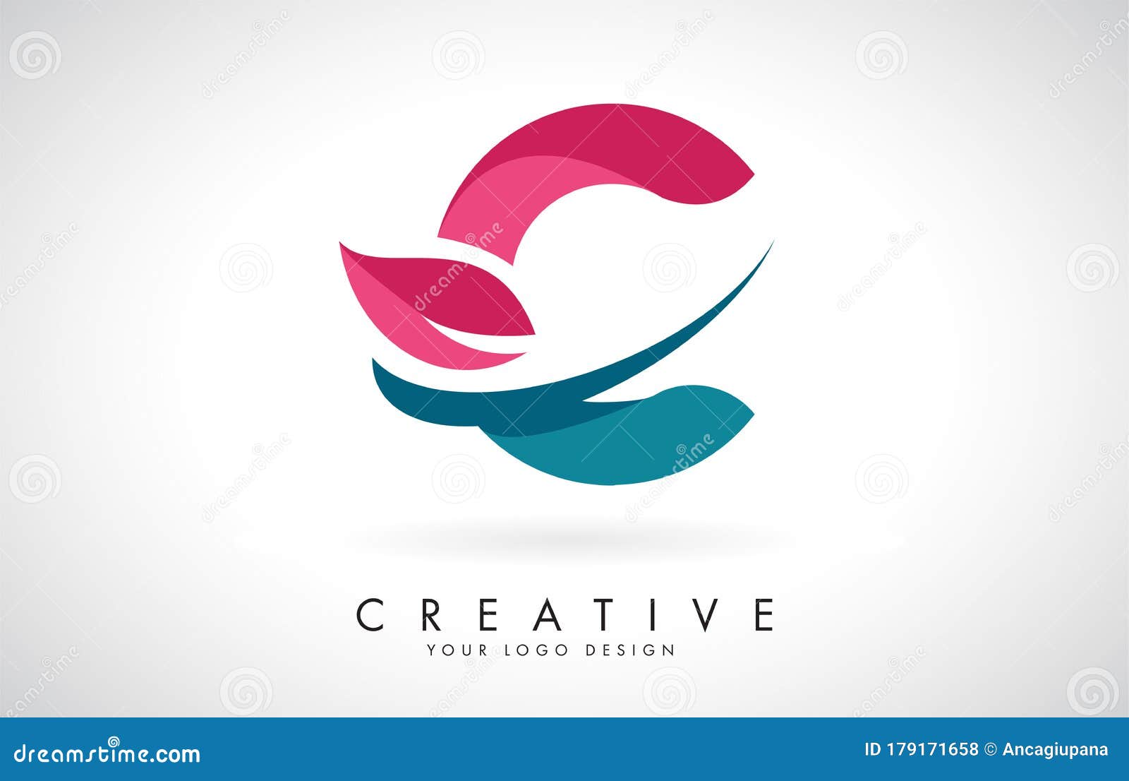 Blue and Red Letter C with Leaf and Creative Swoosh Logo Design Stock ...