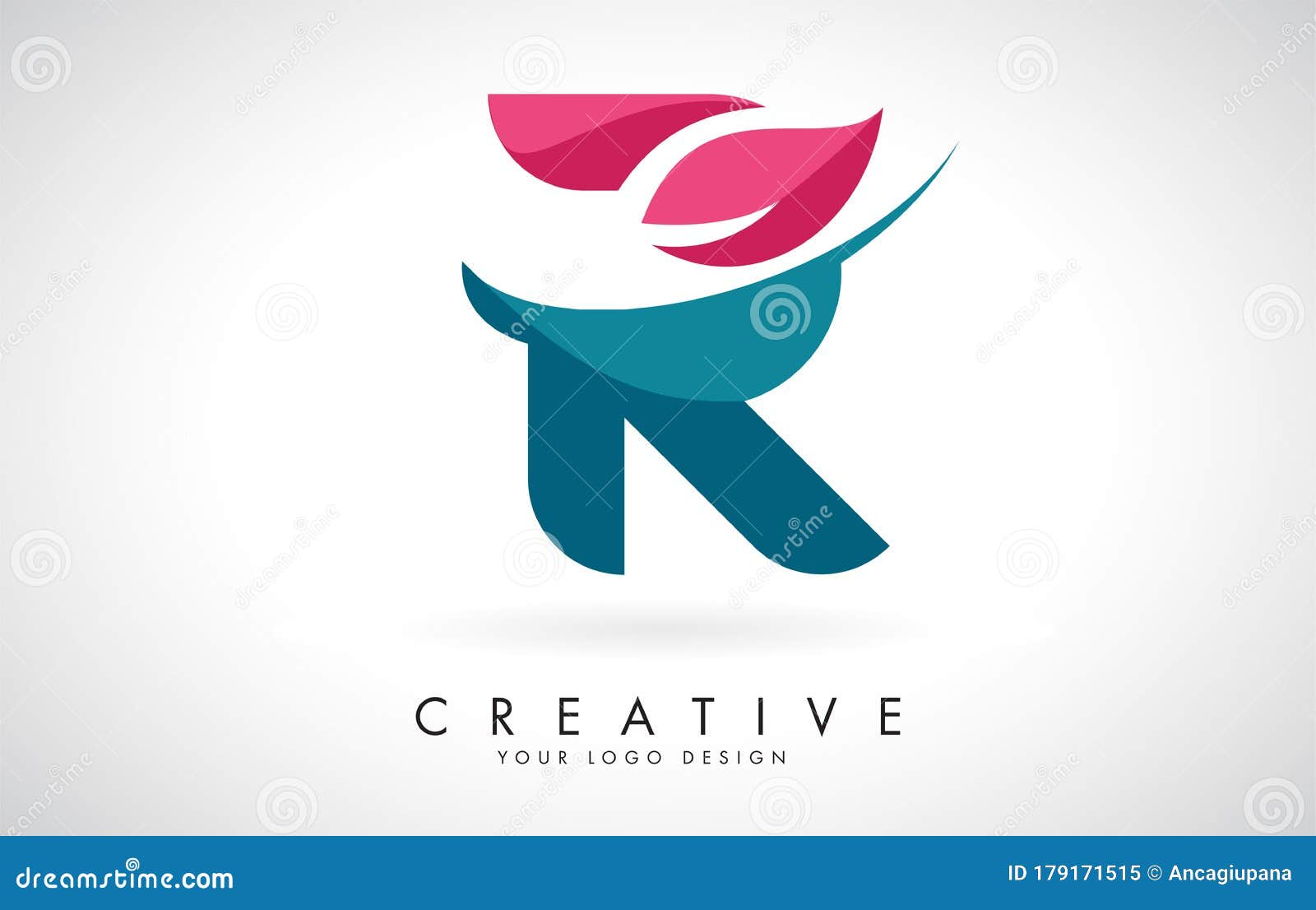 Blue and Red Letter R with Leaf and Creative Swoosh Logo Design Stock ...