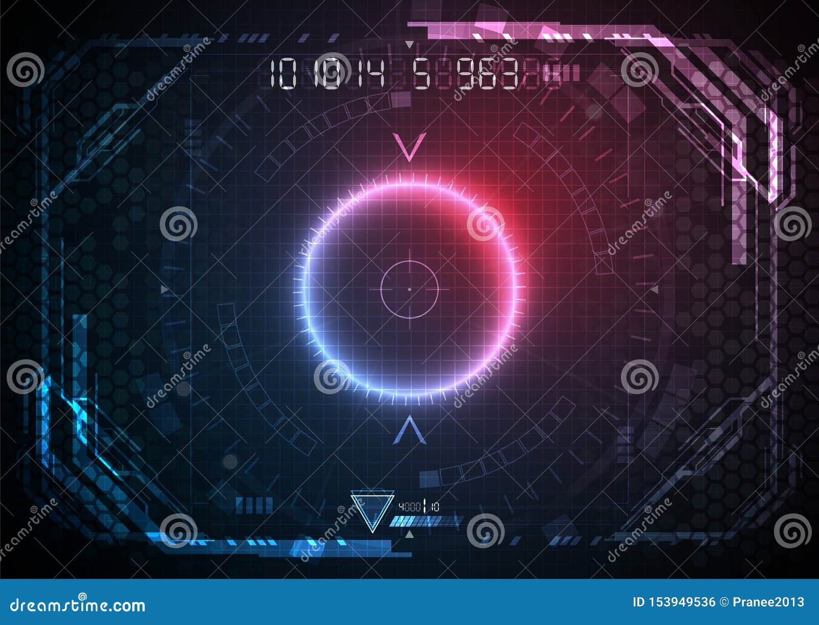 Blue Red Light Futuristic Border Interface Technology Stock Vector ...