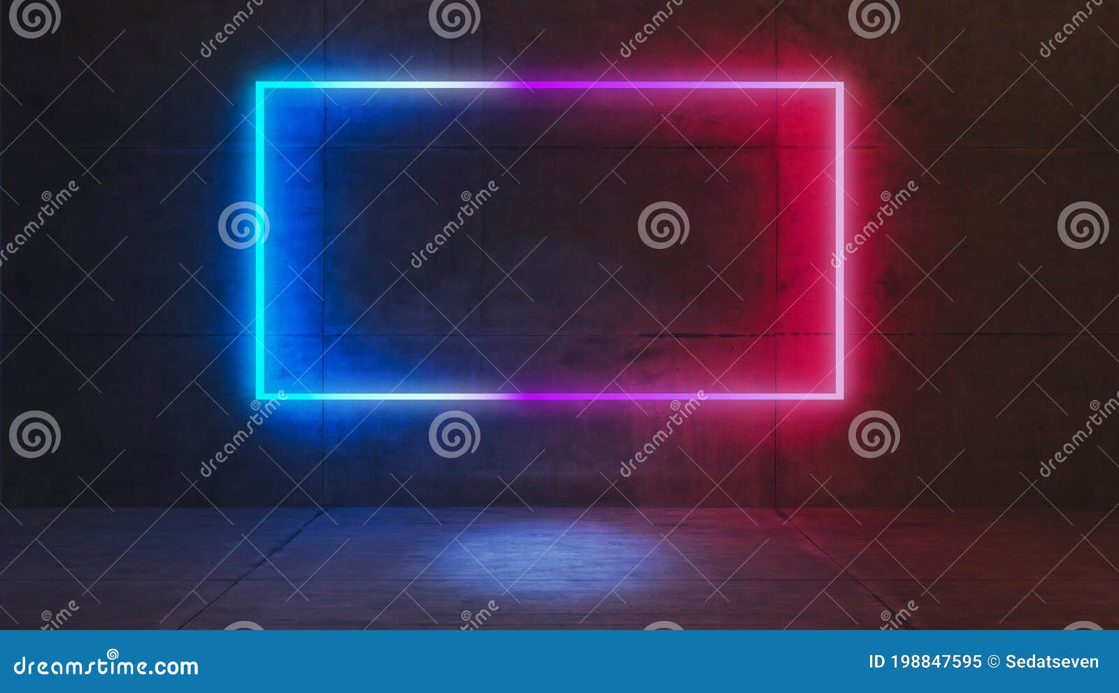 Neon Rectangle Frame Or Neon Lights Horizontal Sign. Stock Image ...