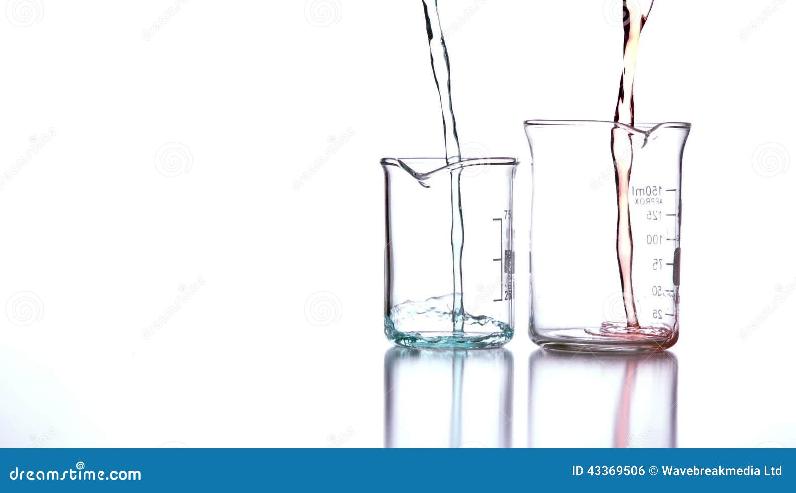 Blue and Red Liquid Pouring into Beakers Stock Footage - Video of ...
