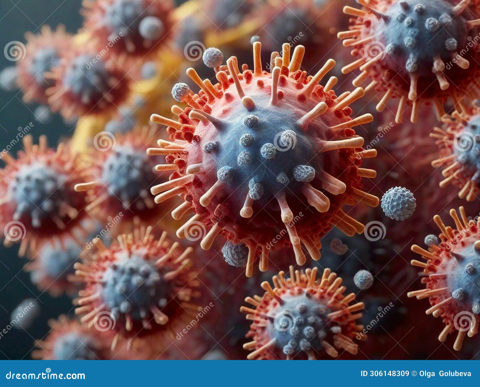 Blue-red Microbes in Close-up, the Causative Agent of the Virus ...