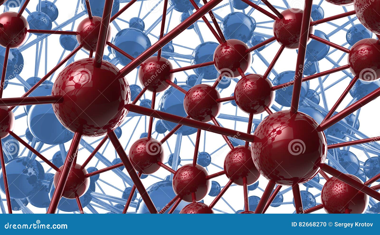 Blue and Red Molecular Geometric Chaos Abstract Structure. Science ...