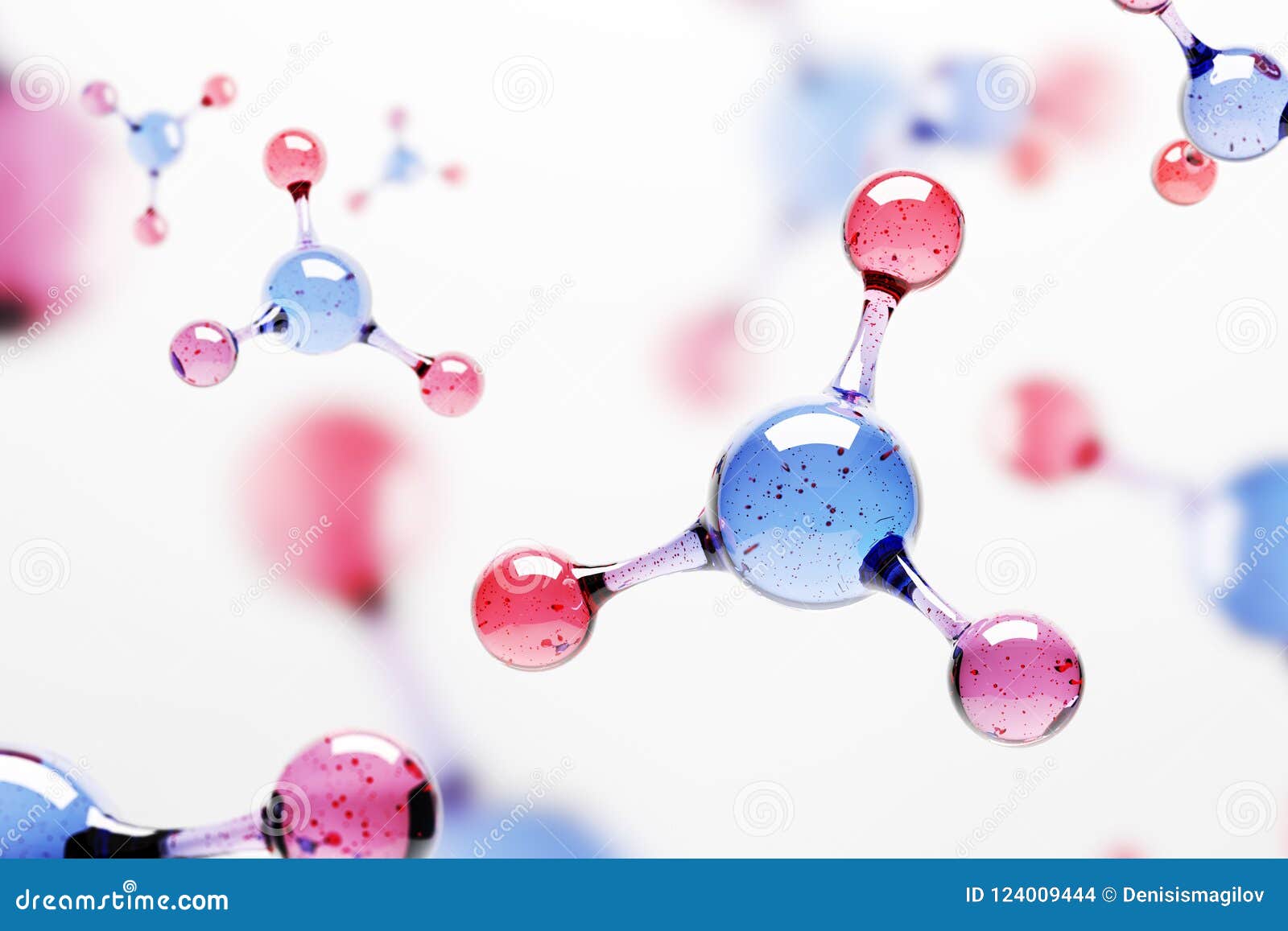 Blue and Red Molecule on White Stock Illustration - Illustration of ...