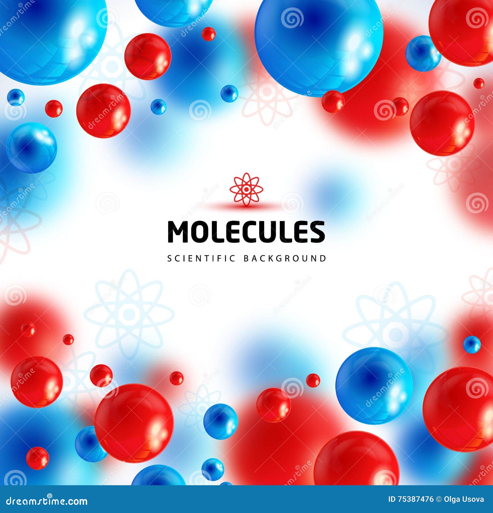 Blue and Red Molecules, Vector Background. Stock Vector - Illustration ...