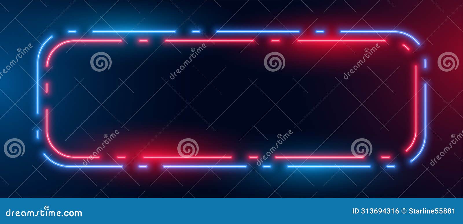 Blue and Red Neon Light Frame Box Background Stock Vector ...