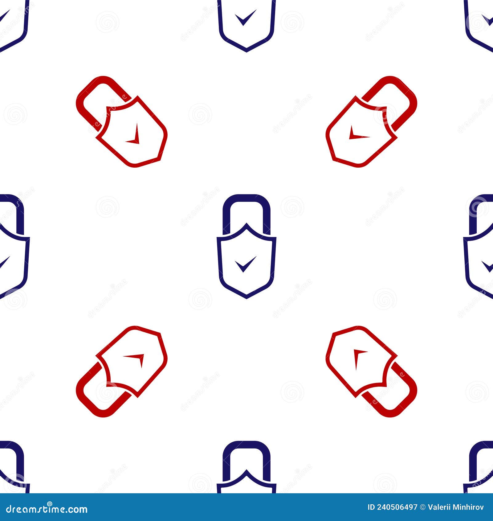 Blue and Red Open Padlock and Check Mark Icon Isolated Seamless Pattern ...