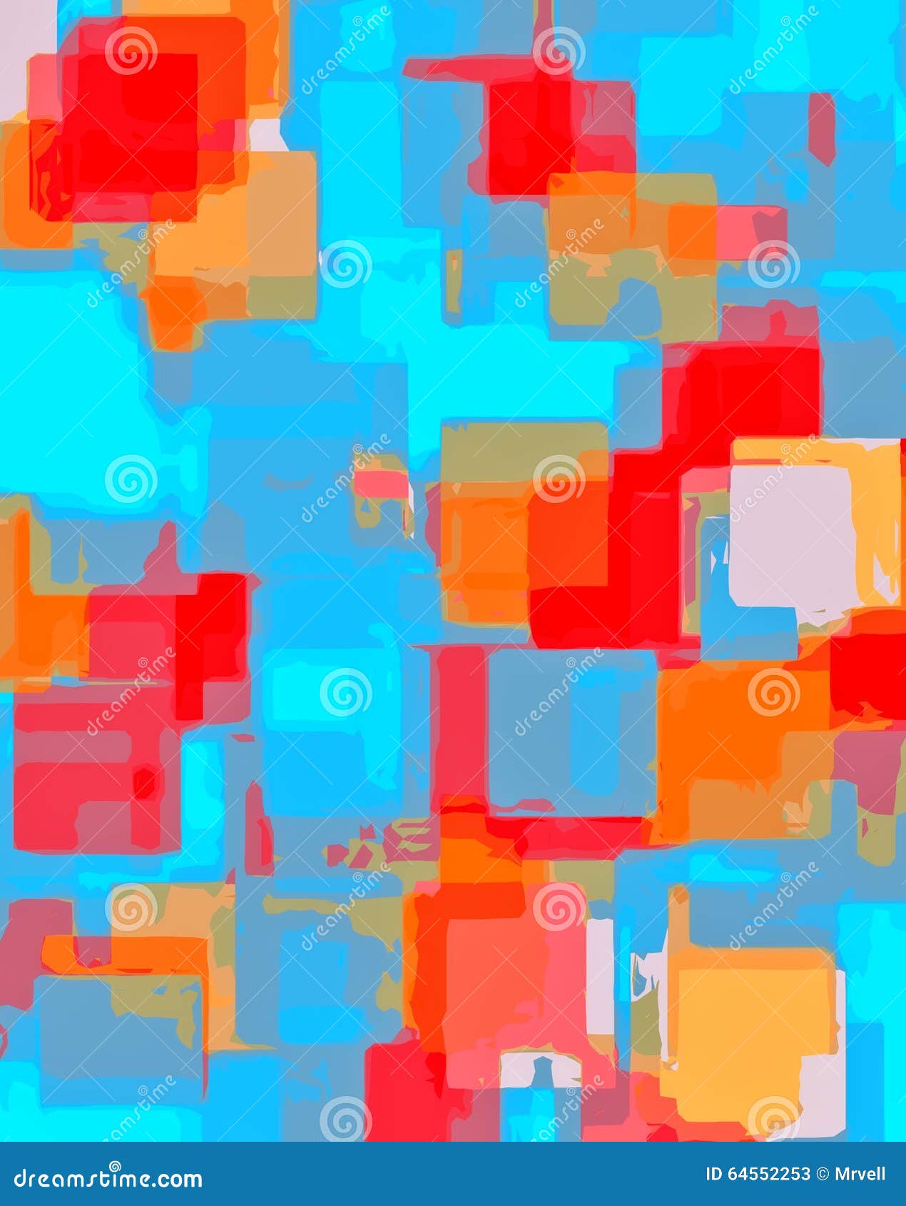 Blue Red and Orange Painting Square Pattern Abstract Stock Illustration ...