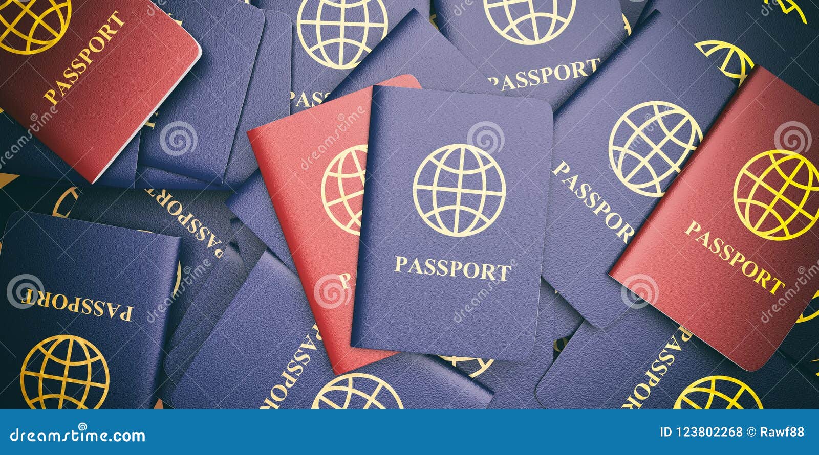Blue And Red Passports Background 3d Illustration Stock Illustration