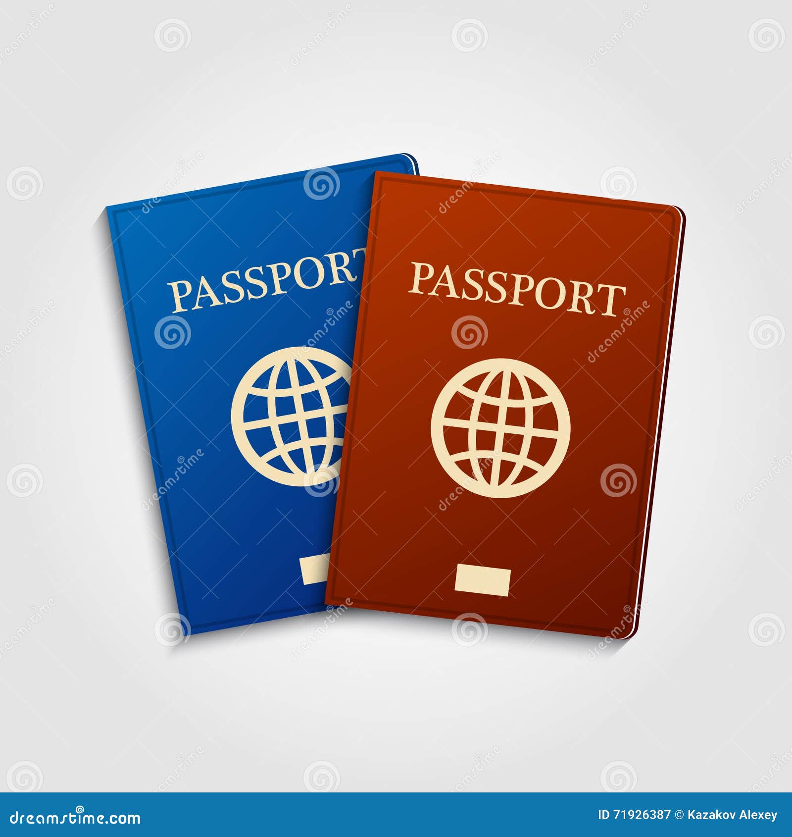 Blue and red passports. stock vector. Illustration of global - 71926387