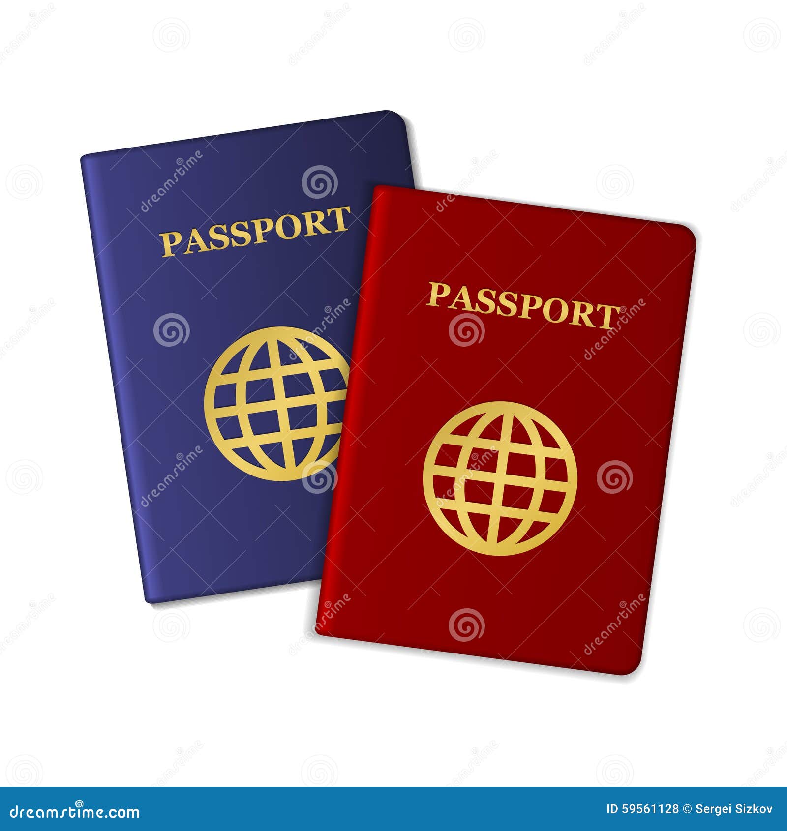 Blue and Red Passports on White Stock Vector - Illustration of security ...