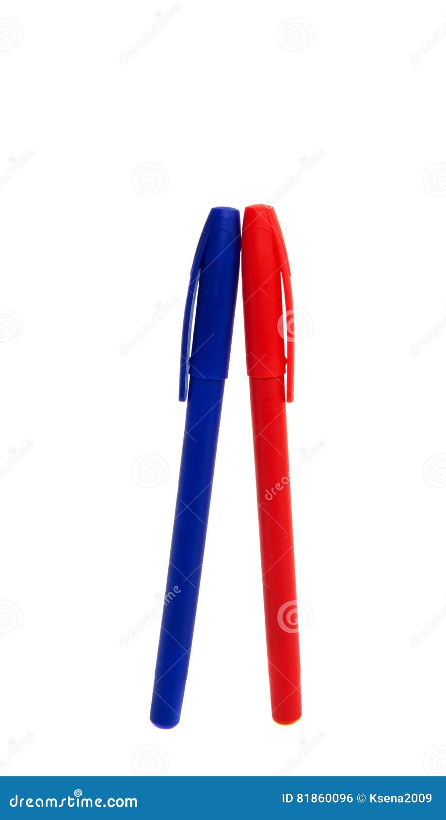 Blue and red pen isolated stock photo. Image of writing - 81860096