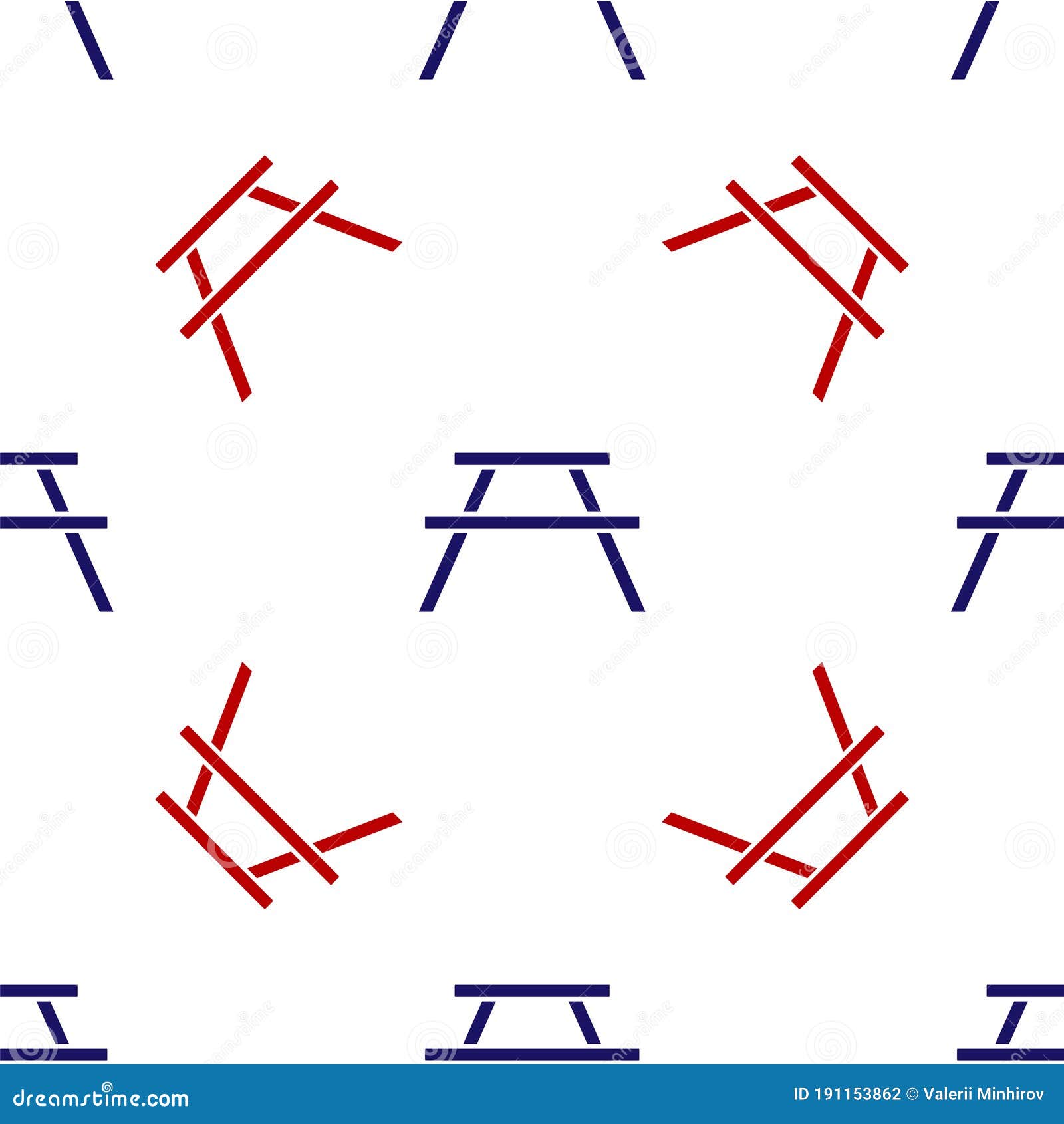 Blue and Red Picnic Table with Benches on Either Side of the Table Icon ...
