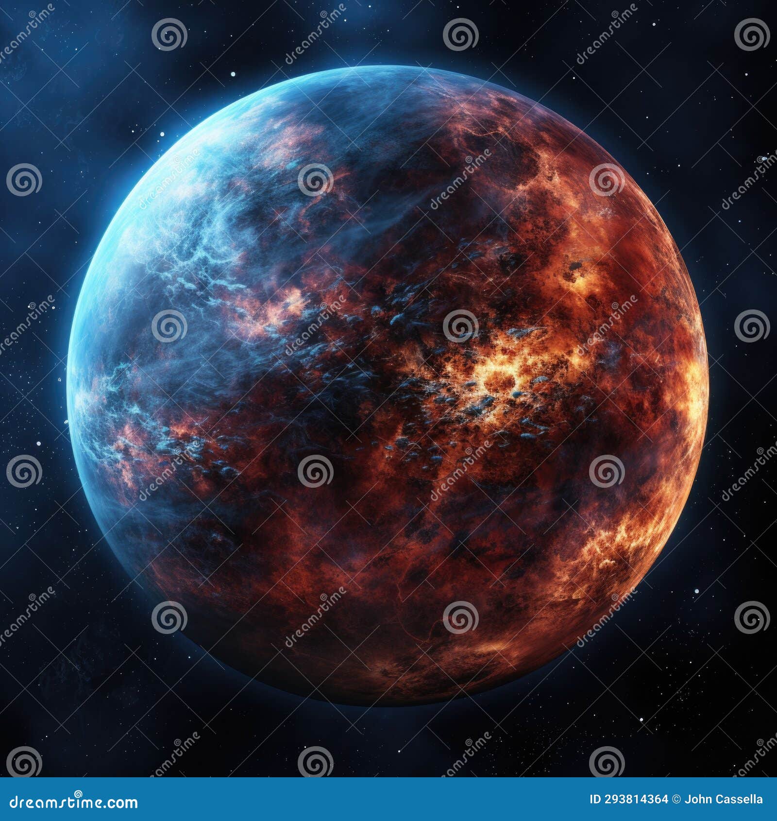Blue and Red Planet in Space Stock Illustration - Illustration of ...