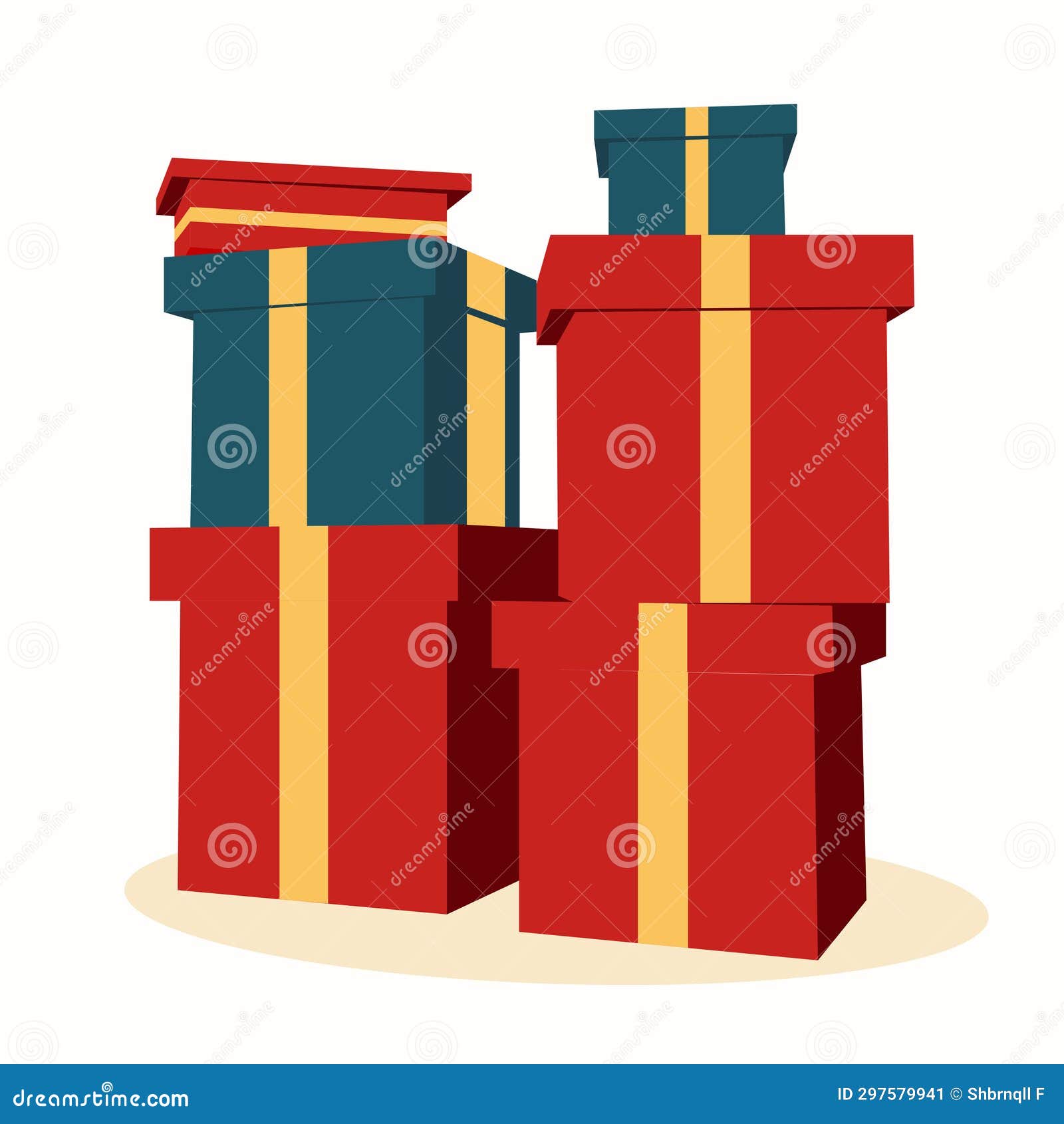 Blue Red Present Gift Boxes Stack Shape Vector Illustration White ...