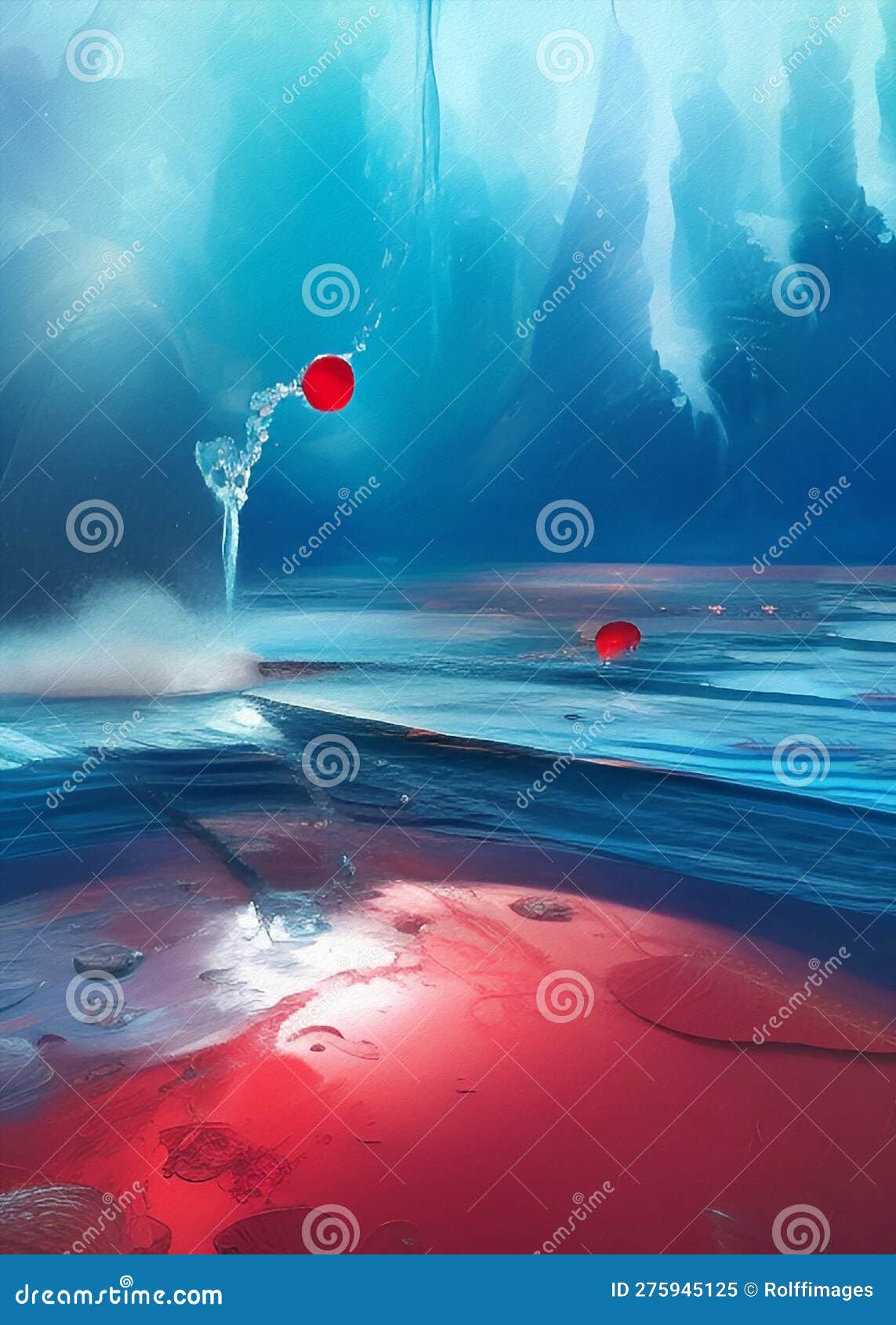 Blue red sea stock illustration. Illustration of wave - 275945125