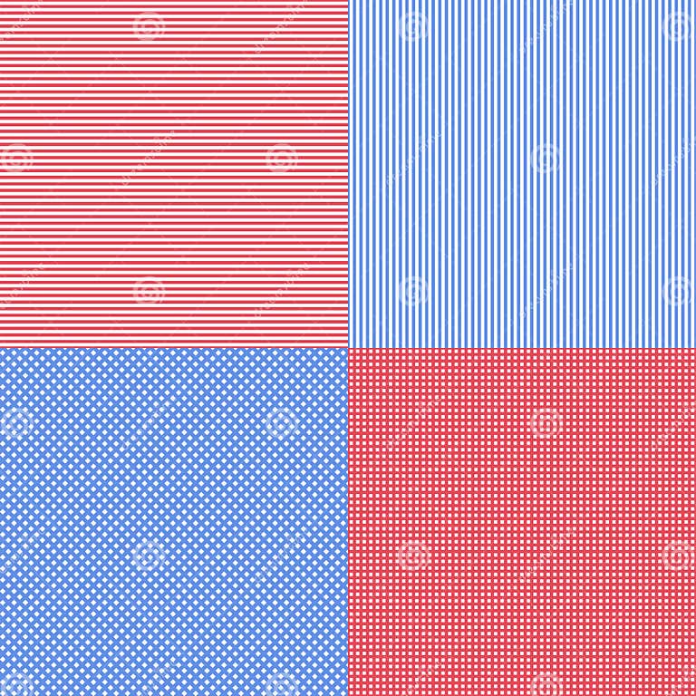 Blue and Red Simple Stripes Abstract Seamless Vector Pattern, Ge Stock ...
