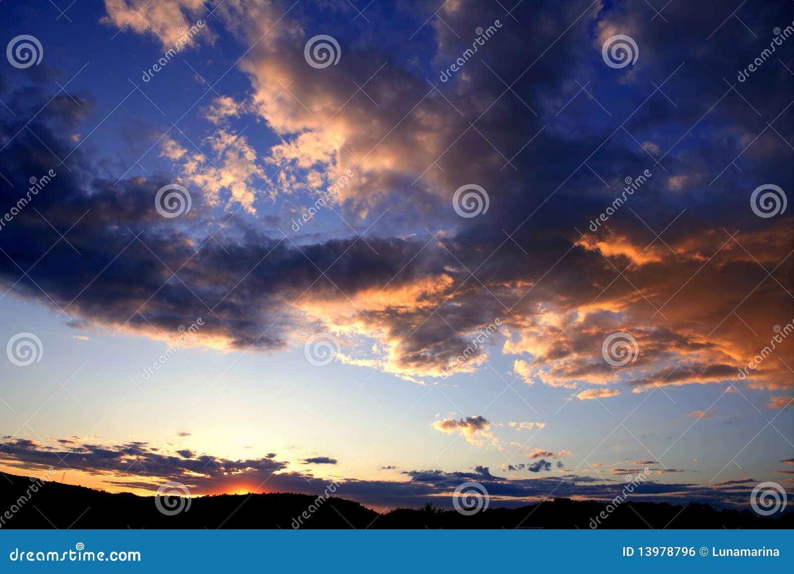 Blue Red Sunset Sky Background Stock Photo - Image of evening, horizon ...