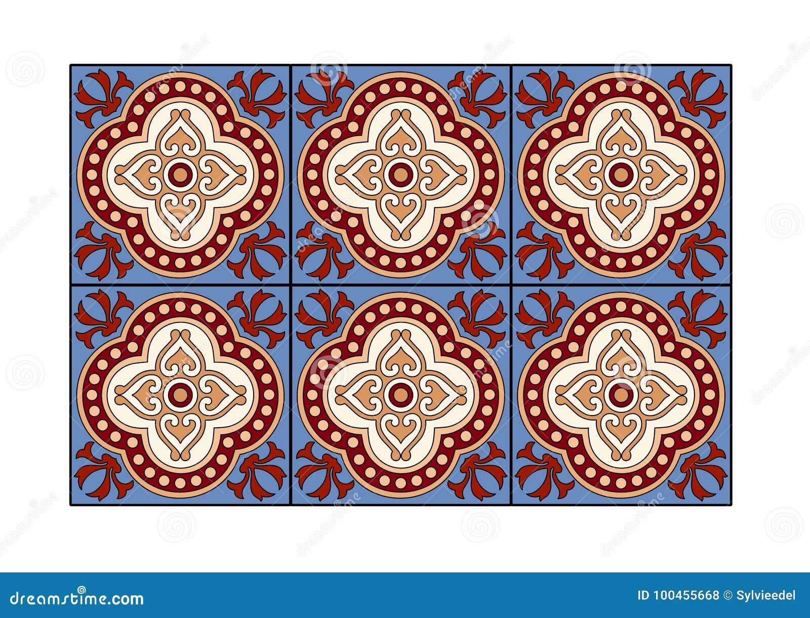 Blue and red tiles stock vector. Illustration of ground - 100455668