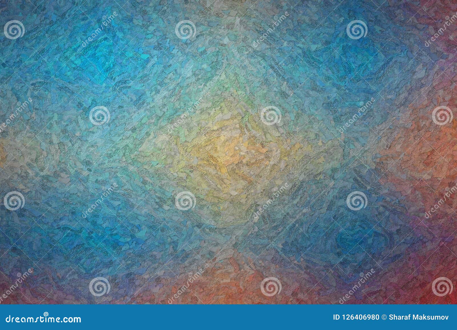 Blue, Red and Vanilla Textured Impasto Background Illustration. Stock ...