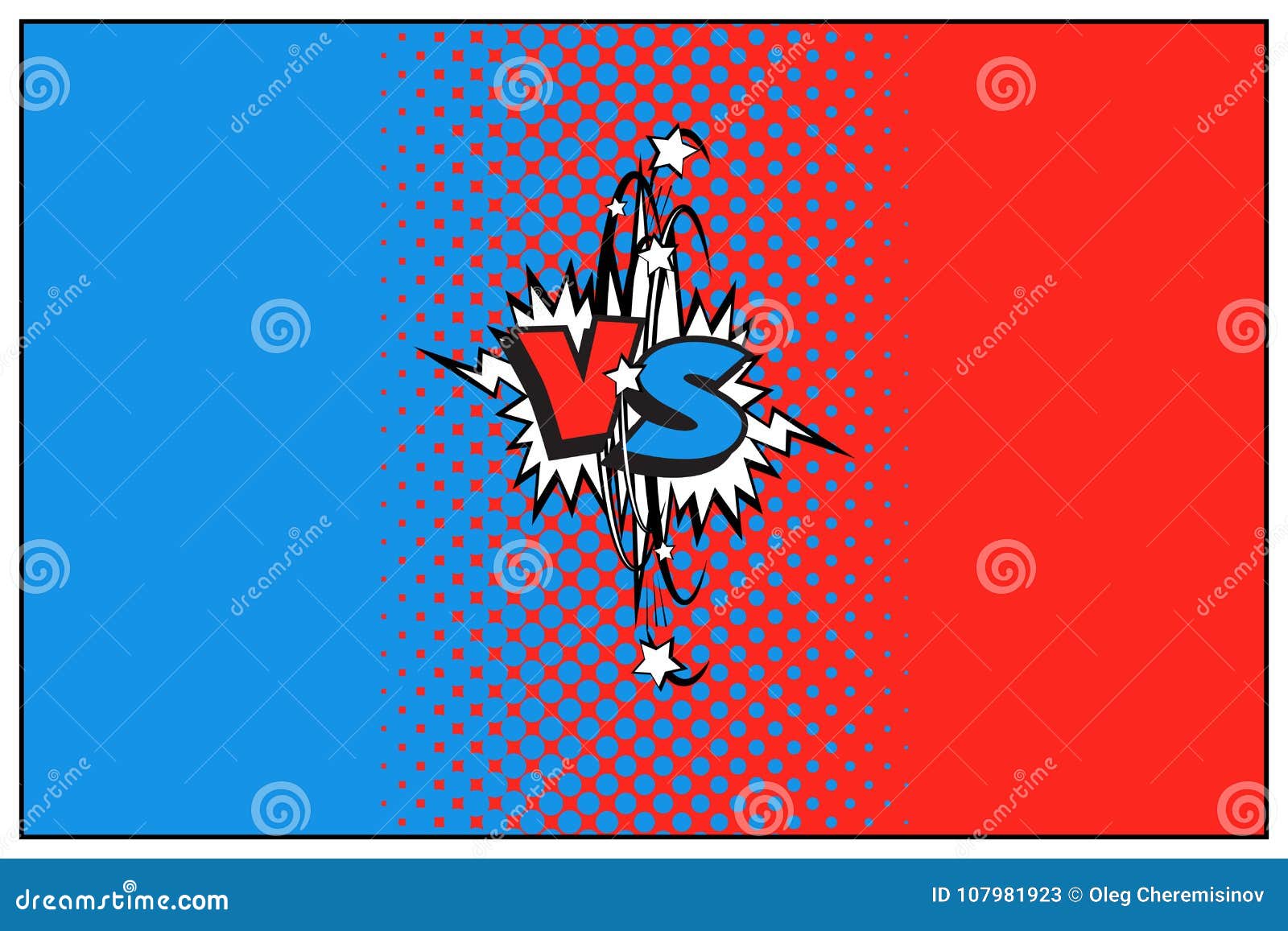 Blue and Red Versus Logo with Halftone Effect. Vector VS Icon. Stock ...