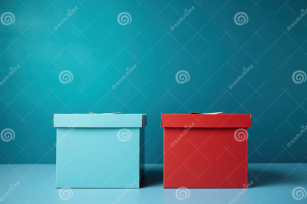 Blue and Red Voting Boxes Stand on a Blue Background. the Concept of ...
